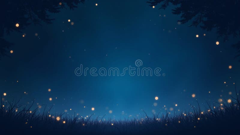 Enchanting Night Sky with Glowing Fireflies and Stars Stock ...