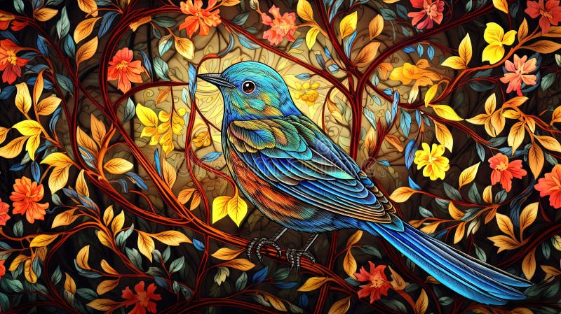 Enchanting Nightingale Tapestry Stock Illustration - Illustration of ...