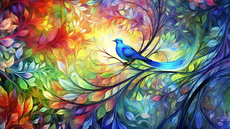 Enchanting Nightingale Tapestry Stock Illustration - Illustration of ...