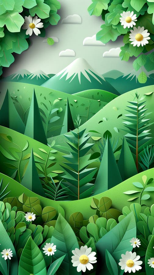 Enchanting Paper Crafted Forest Landscape Stock Illustration ...