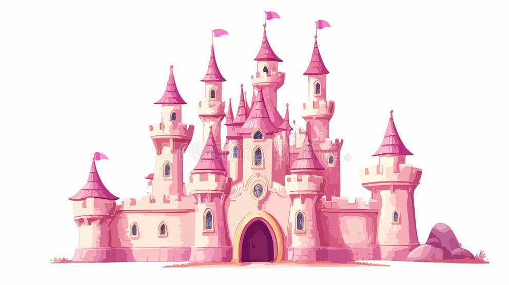 Enchanting Pink Fantasy Castle Vector Illustration Stock Vector ...