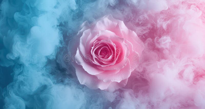 Enchanting Pink Rose in Ethereal Smoke Stock Illustration ...