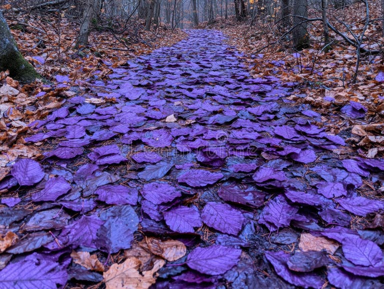 Enchanting Purple Forest Path Stock Illustration - Illustration of ...