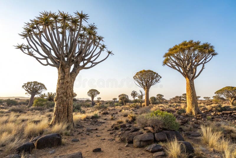 The Enchanting Quiver Tree Forest in Namibia Stock Illustration ...