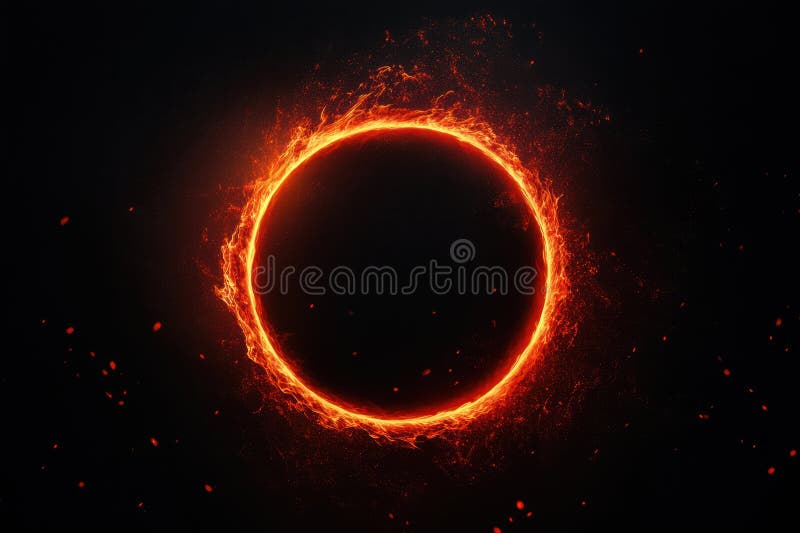 Enchanting Red Plasma Portal Circle Light Effects on Black Background ...