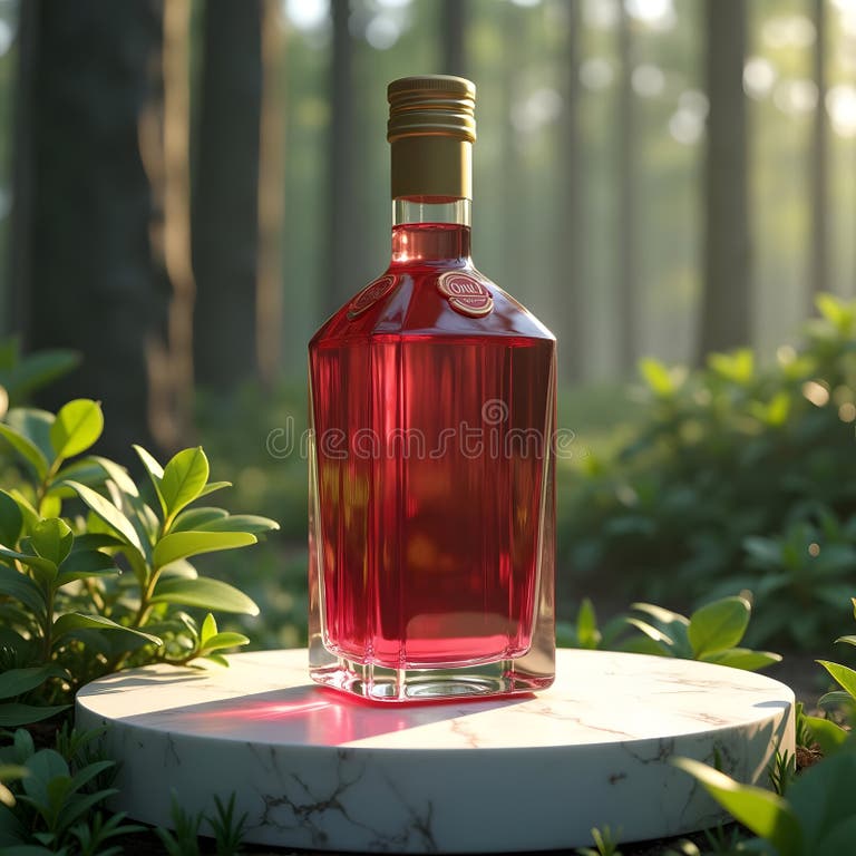 Enchanting Ruby Tonic Elegance Amid Serene Forest Ambiance Stock Illustration - Illustration of ...