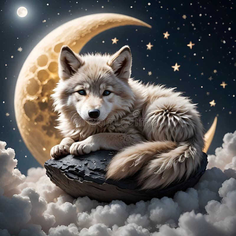 This Enchanting Scene Features a Wolf Nestled in a Celestial Setting ...