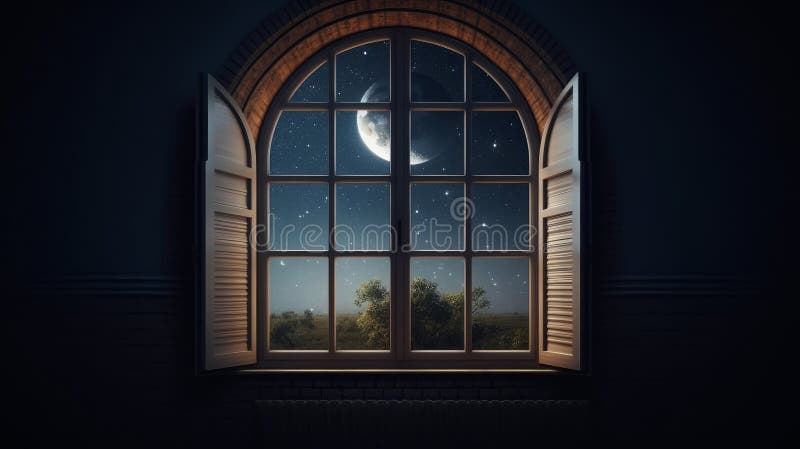 Enchanting Scene of Moonlight Casting Magic Glow on Window. Generative ...