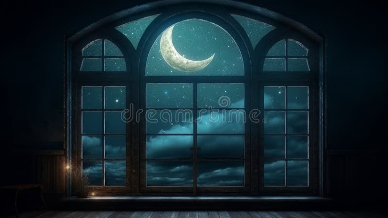 Enchanting Scene of Moonlight Casting Magic Glow on Window. Generative ...