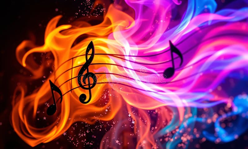 An Enchanting Scene Where Music Notes are Surrounded by a Mesmerizing ...