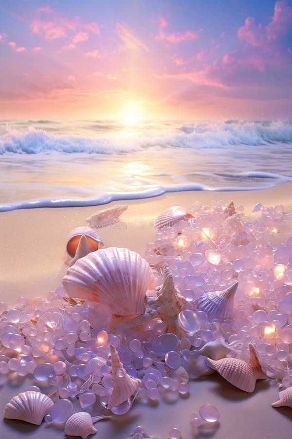 Enchanting Shells and Lilac Sunsets: a Dreamy Summer Morning at Stock ...