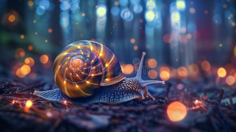 Enchanting Snail with Glowing Shell in Magical Forest, Generative AI ...