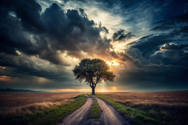 Enchanting Solitude a Dark Romance Landscape Painting Featuring a ...