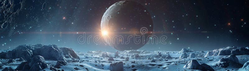 Enchanting Space Scene, Hot Air Balloon Meets Moon, Text Friendly Stock ...