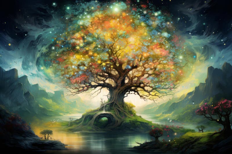 Enchanting Spring Magic Tree. Generate Ai Stock Illustration ...