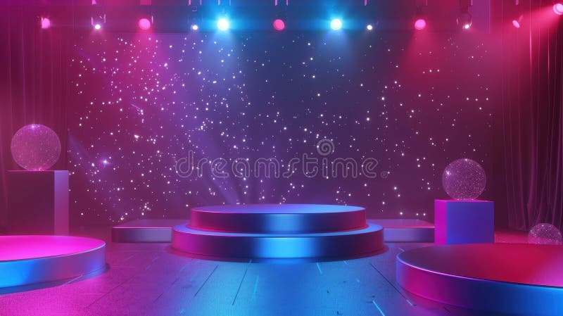 Enchanting Stage Design with Sparkling Lights and Vibrant Colors Stock ...