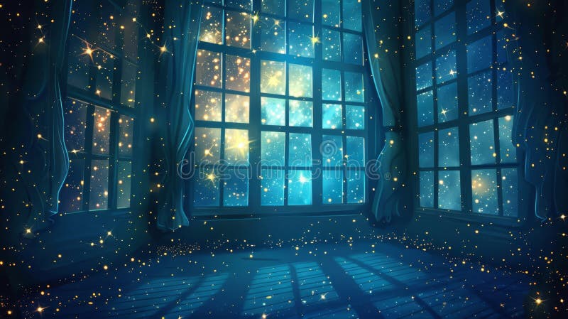 Enchanting Starry Night through Magical Window Stock Photo - Image of ...