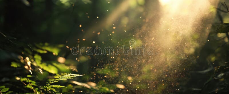 The Enchanting Sunlight Illuminating Dust Particles in a Serene Forest ...