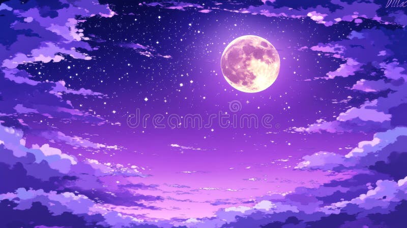 An Enchanting Sunset Illuminated by a Majestic Full Moon Stock Photo ...