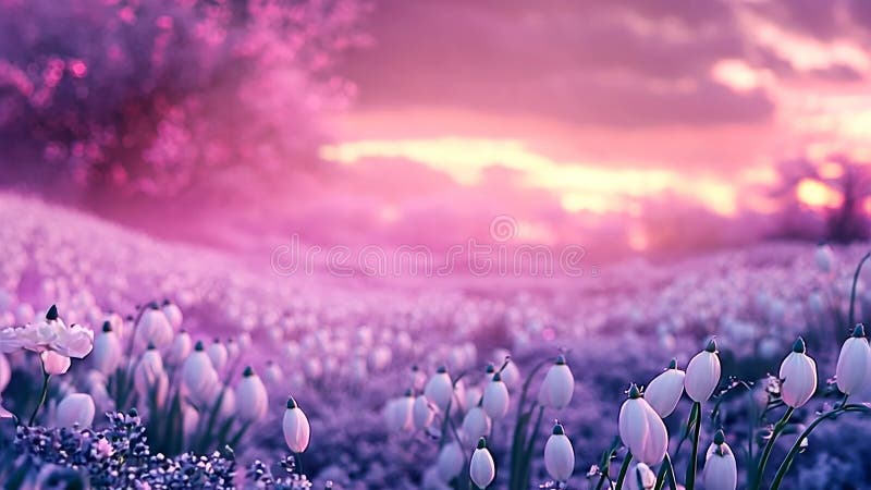 Enchanting Sunset Over Dreamy Flower Field in Bloom Stock Video - Video ...