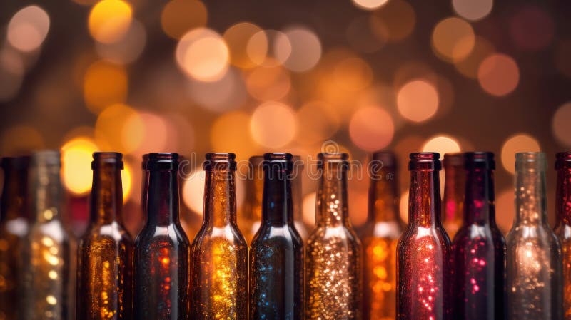 Enchanting Symphony: Wine Bottles in Bokeh Harmony Stock Illustration ...