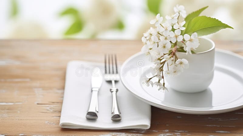 An Enchanting Table Setting Enhanced by the Purity of White Flowers ...