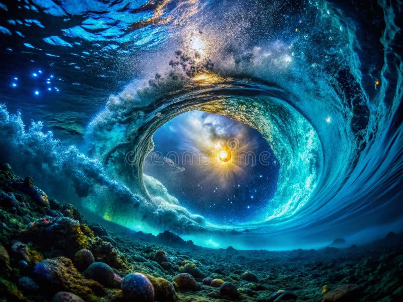 Enchanting Underwater Vortex Exploring Abstract Marine Life and Wave ...