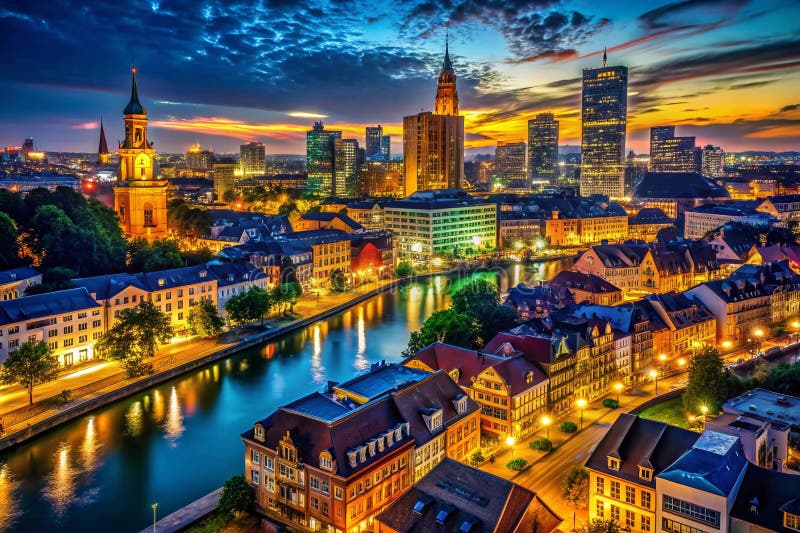 Enchanting Urban Night Scene an Inverted Perspective Captures Dramatic ...