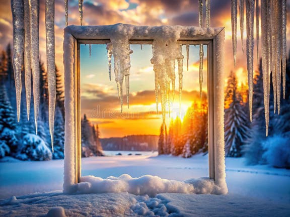Enchanting Vertical Winter Wonderland Rectangular Frame with Icicles ...