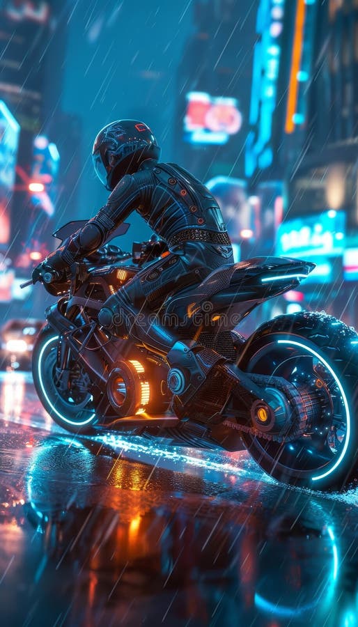 Enchanting View of a Rainy Night Ride through Glimmering Streets and ...
