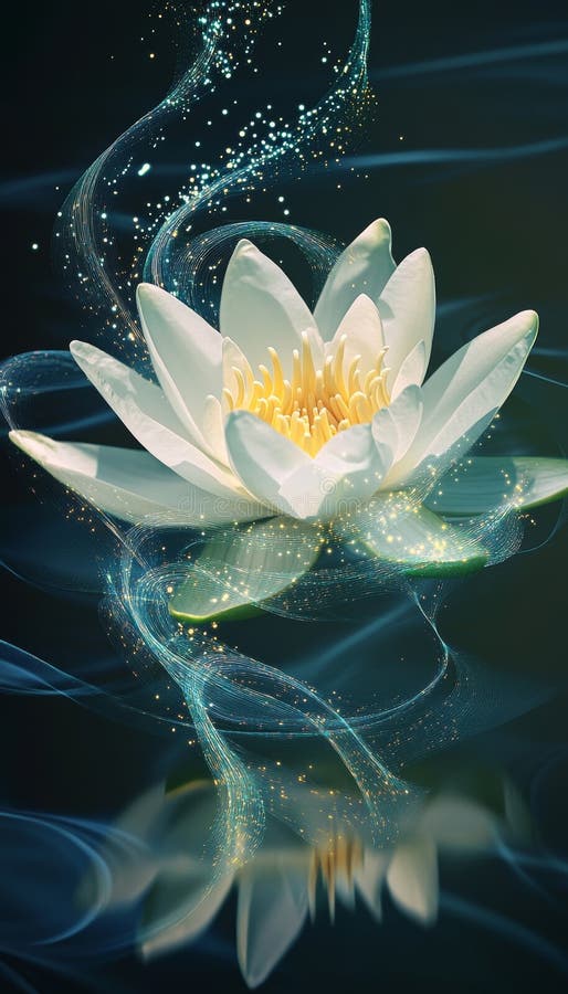 Enchanting Visual of a Water Lily Merging with Quantum Particles in a ...