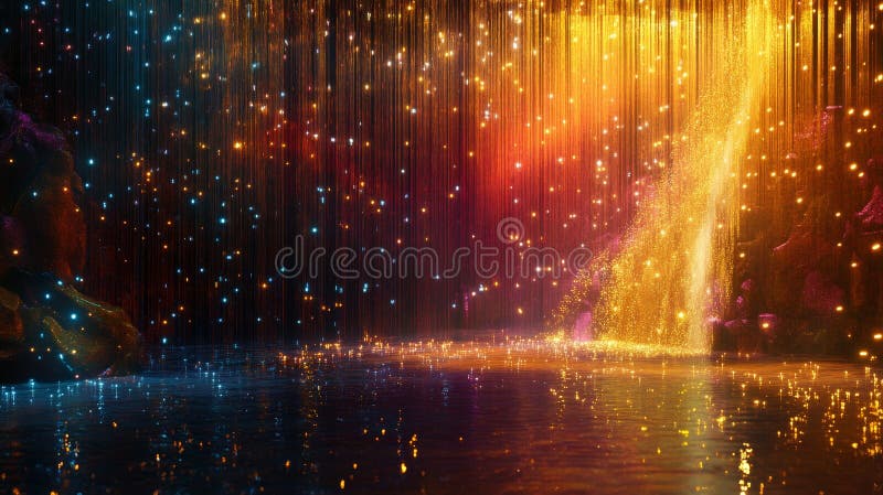 Enchanting Waterfall with Colorful Light Effects in a Fantasy Setting ...