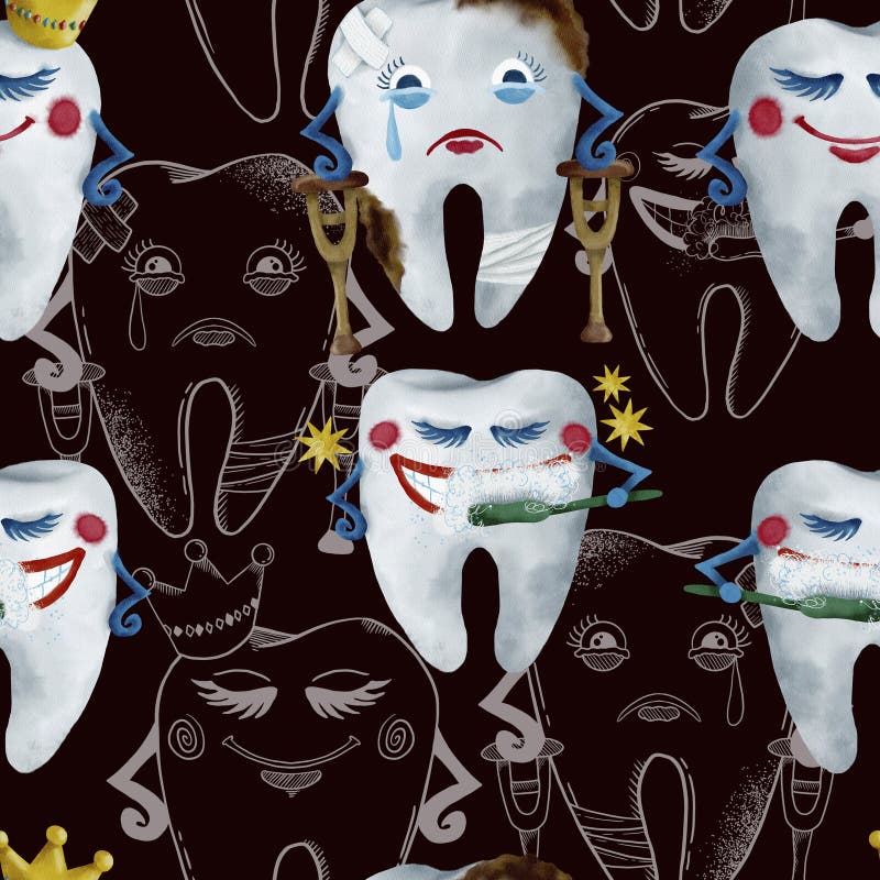This Enchanting and Whimsical Pattern Art Featuring a Tooth Character ...