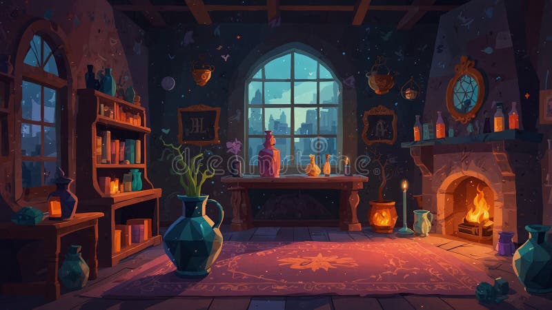 Enchanting Witch S Potion Room Filled with Bottles, Candles, and ...