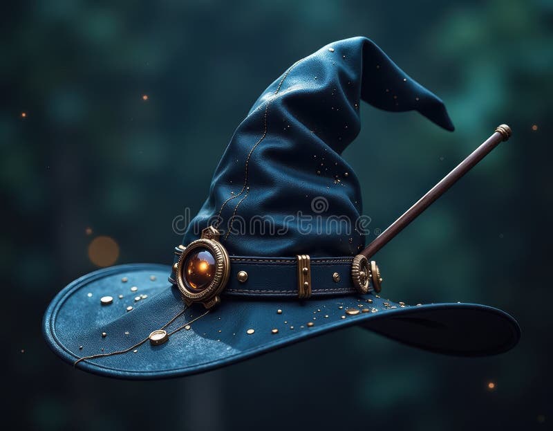 Enchanting Wizard Hat with Staff Stock Illustration - Illustration of ...