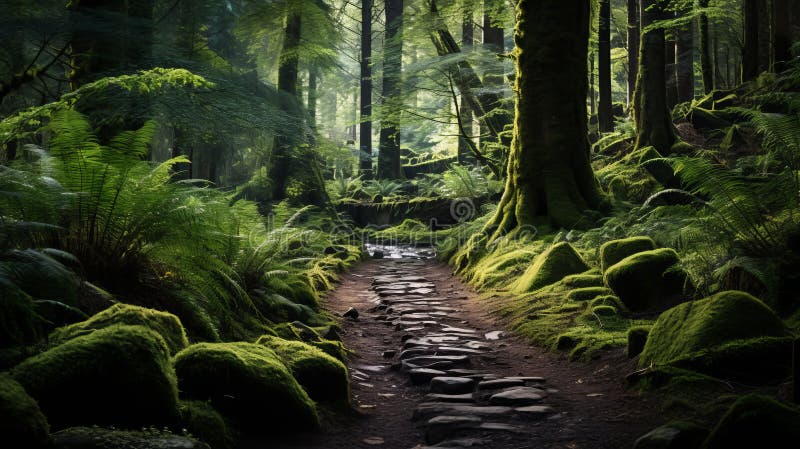 Enchanting Woodland Scenery Backdrop Stock Illustration - Illustration ...