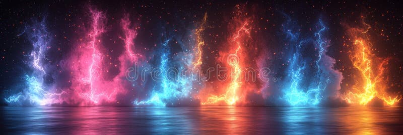 Encircled by Magical Sparks and a Thunder Symbol, the Energy Radiates ...