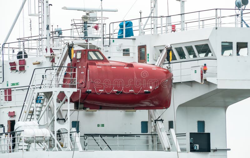Enclosed Lifeboat for Ship. Stock Photo - Image of security, deck: 84360298