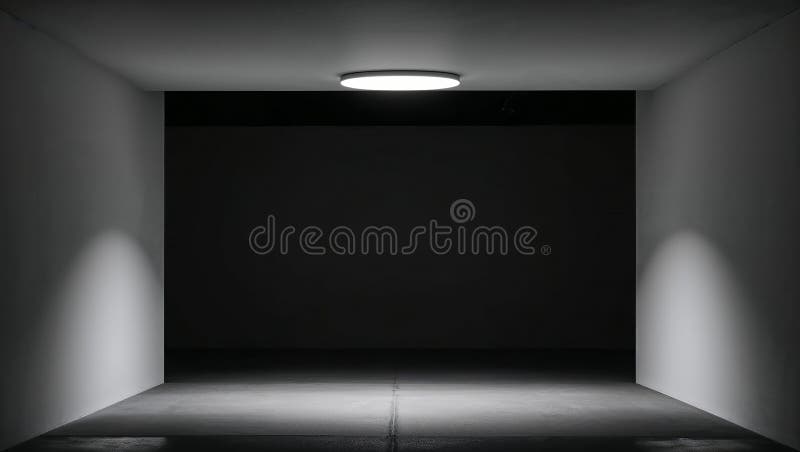 Enclosed Room with White Overhead Light Creating Dramatic Shadows Stock ...