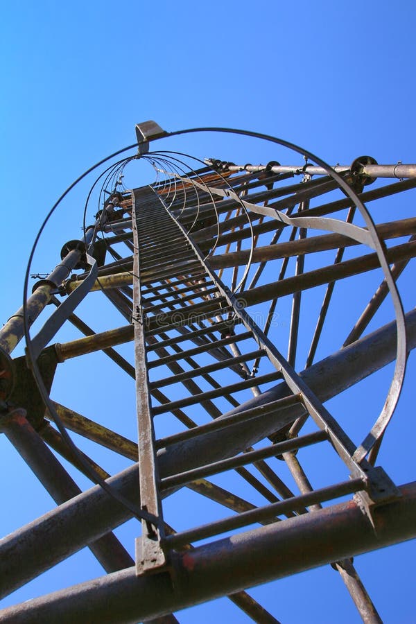 Enclosed Ladder on Outside of Stock Photo - Image of corrugated ...