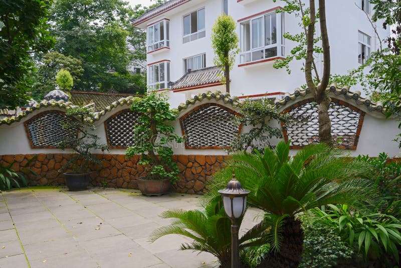 Enclosure of Courtyard in Verdant Summer Stock Image - Image of ...