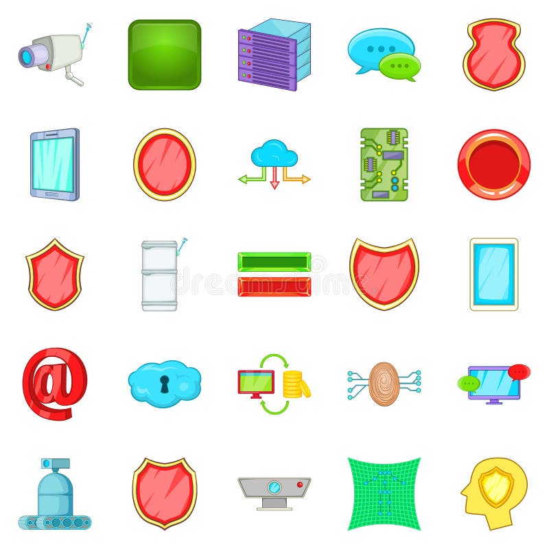 Encoding Icons Set, Cartoon Style Stock Vector - Illustration of mobile ...
