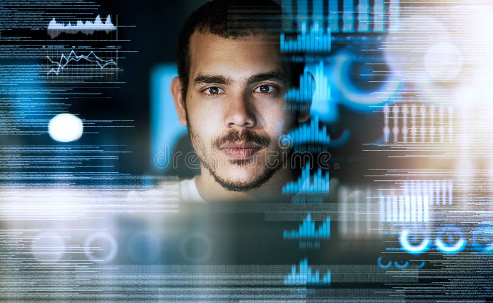 Encoding in Progress. a Male Computer Programmer Working on New Code ...