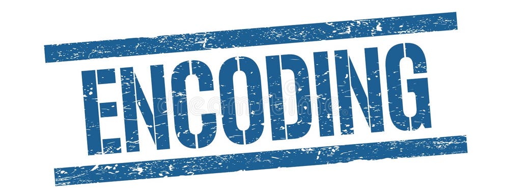 ENCODING Text on Blue Vintage Lines Stamp Stock Image - Image of word ...