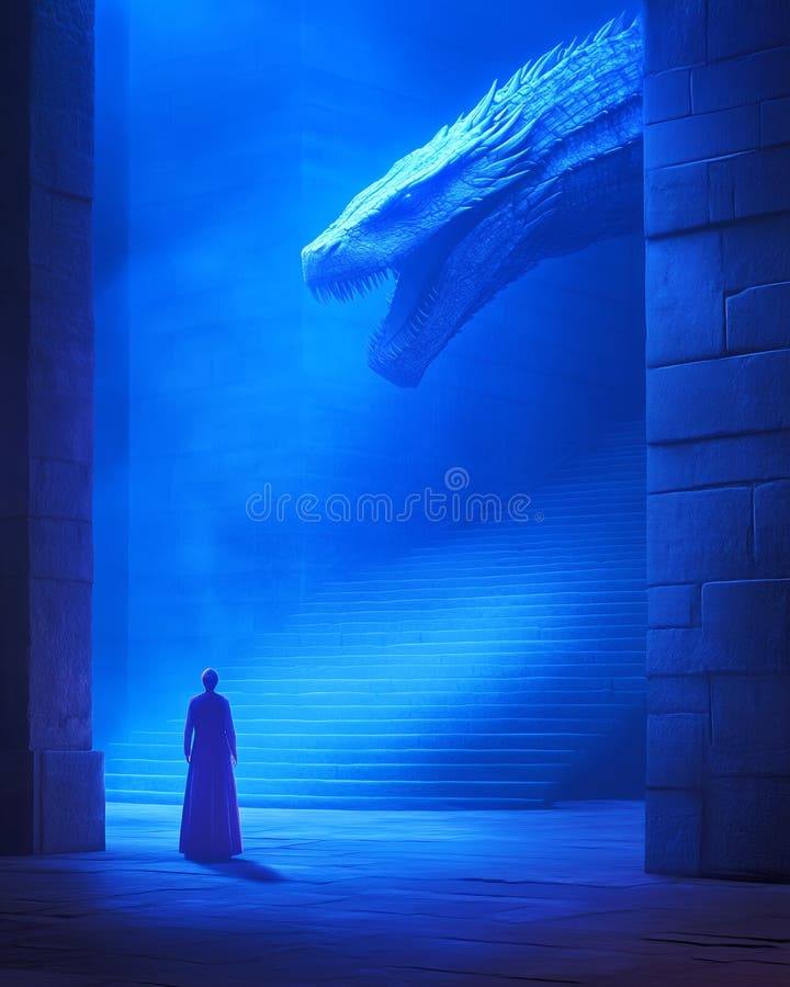 Encounter with a Mythical Dragon in a Mystical Setting Stock ...