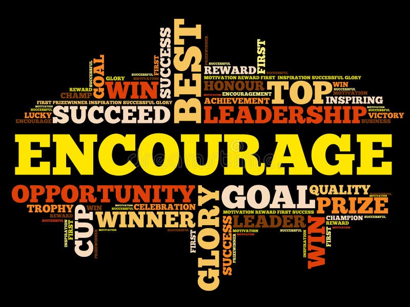 Encourage word cloud stock illustration. Illustration of inspiring ...
