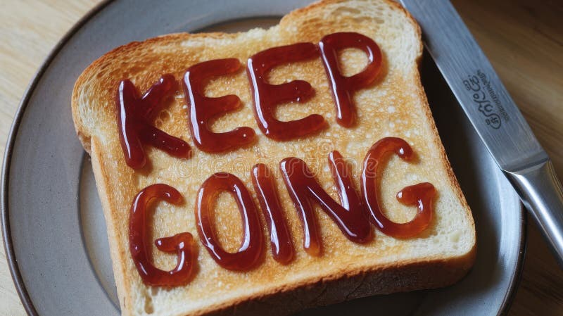 Encouraging "Keep Going" Message on Toast in Ketchup Stock Illustration ...
