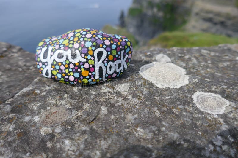 Encouraging Kindness Rock with You Rock Message on Cliff with Lichens ...