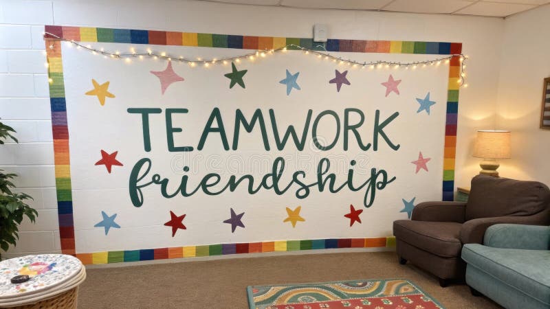 An Encouraging Message is Painted on the Wall Emphasizing Teamwork and ...