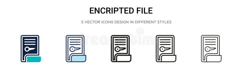 Encripted File Icon in Filled, Thin Line, Outline and Stroke Style. Vector Illustration of Two ...
